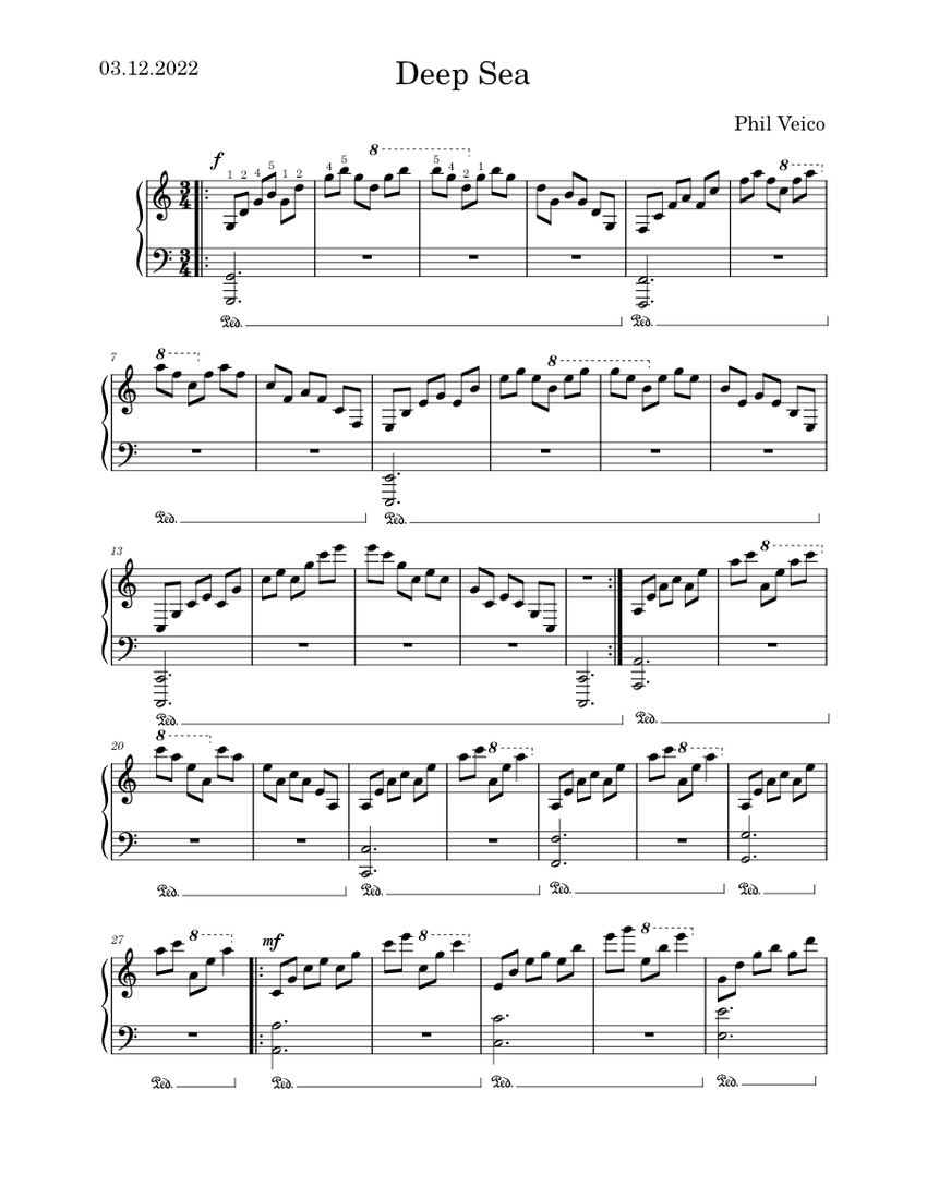 Deep Sea Sheet Music for Piano (Solo) easy | MuseScore.com