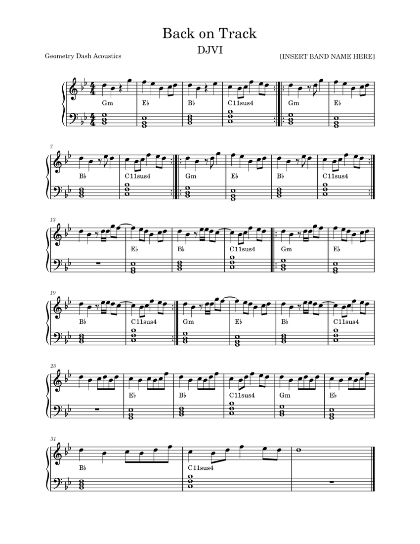 Back on track – DJVI Sheet Music with Chords for Piano (Solo) easy ...