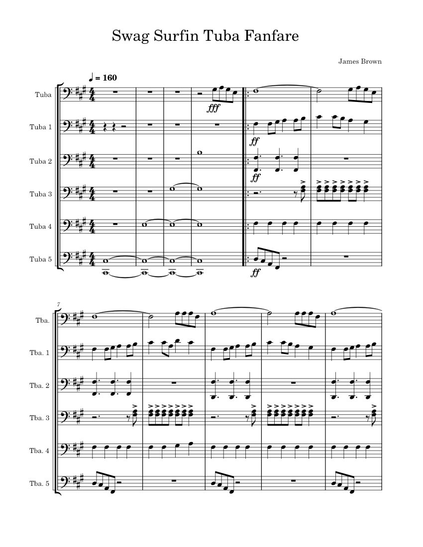 Swag Surfin Tuba Fanfare Sheet music for Tuba (Brass Ensemble ...