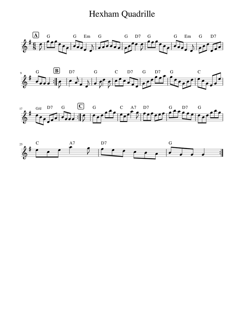 Hexham Quadrille Sheet music for Piano (Solo) Easy | Musescore.com