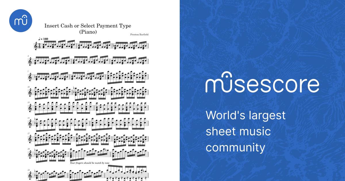 Insert Cash or Select Payment Type Sheet music for Piano (Solo) Easy ...