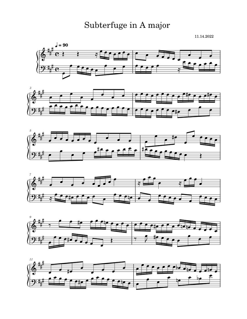 Subterfuge nº12 in A major Sheet music for Piano (Solo) | Musescore.com
