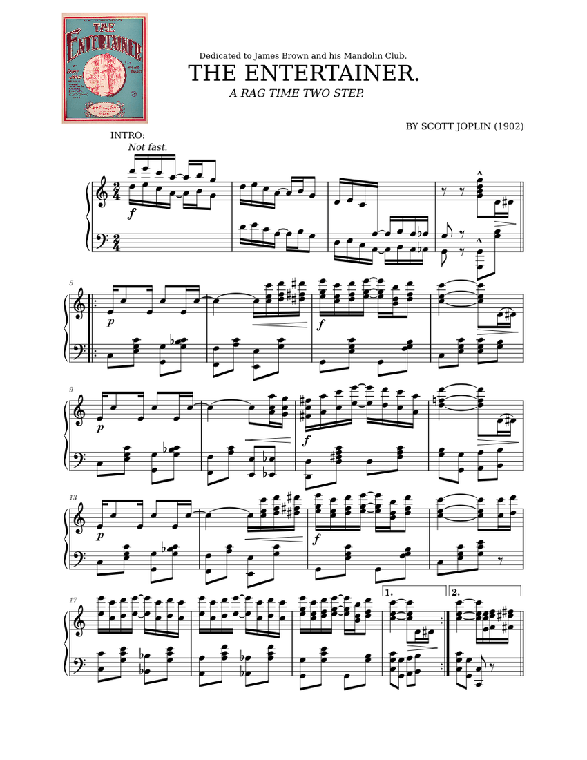 The Entertainer by Scott Joplin (1902) Sheet music for Piano (Solo) | Musescore.com