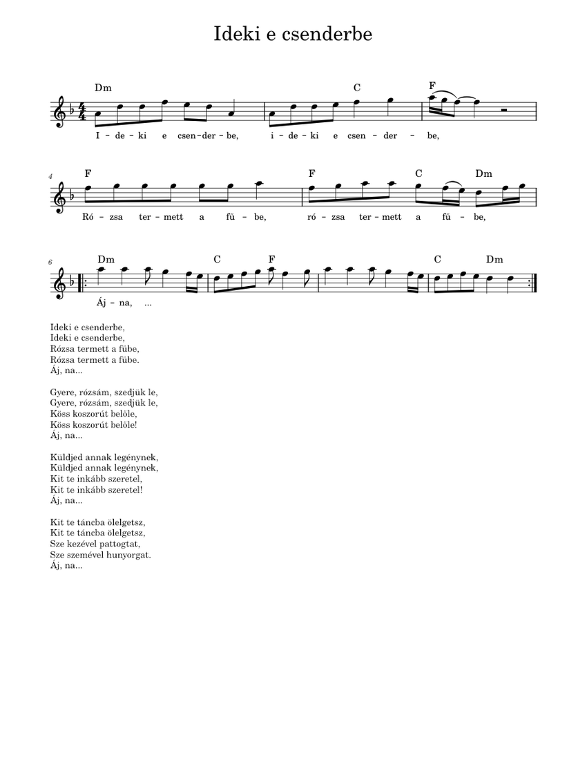 Ideki e csenderbe Sheet music for Piano (Solo) Easy | Musescore.com