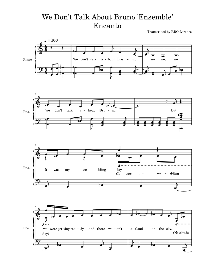 We Don't Talk about Bruno Ensemble Sheet music for Piano, Violin, Bass ...