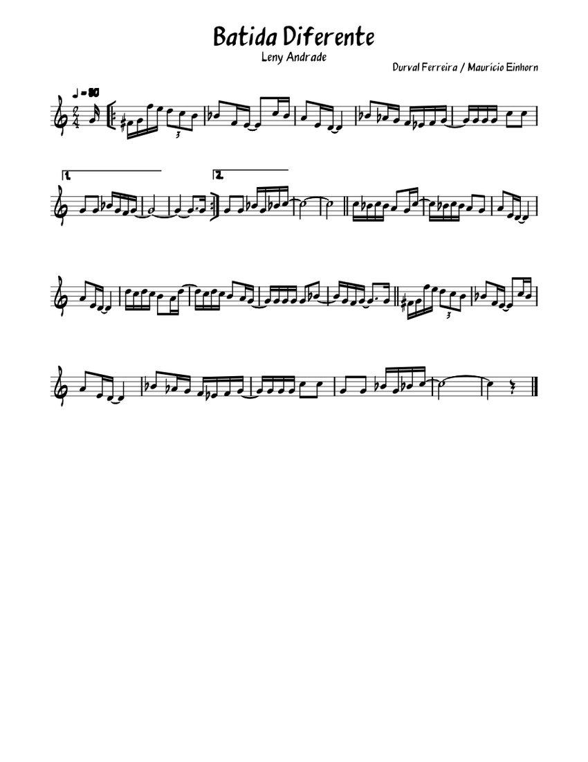 Batida Diferente Sheet Music for Piano (Solo) Easy | MuseScore.com