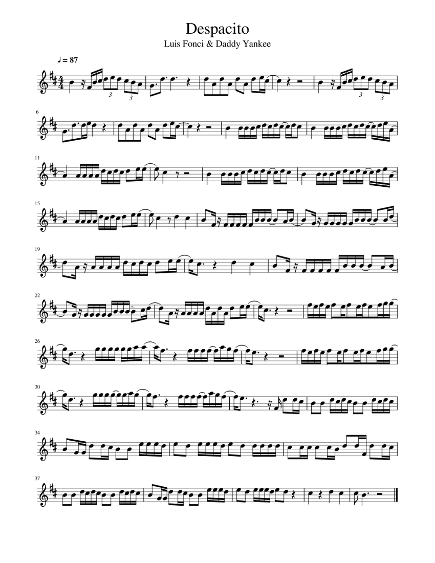 Despacito Sheet Music for Violin (Solo) | MuseScore.com