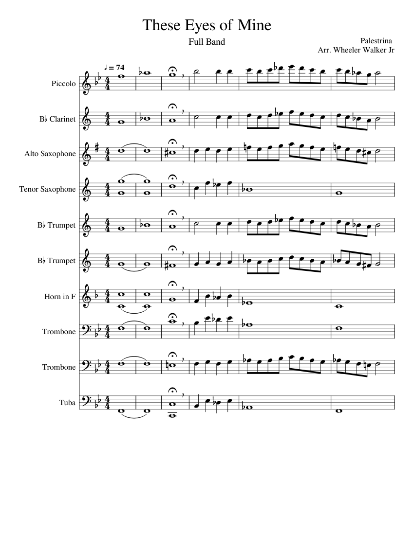 These Eyes of Mine FULL BAND Sheet music for Trombone, Tuba, Flute ...