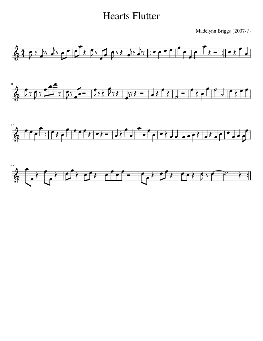 Hearts Flutter Sheet music for Flute (Solo) | Musescore.com