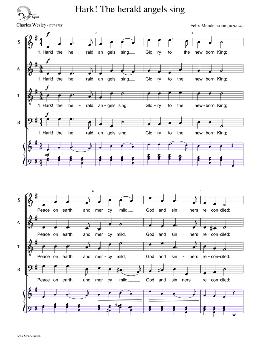 Hark! The herald angels sing Sheet music for Piano, Soprano, Alto ...