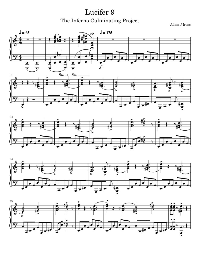 Lucifer 9 Inferno Sheet music for Piano (Solo) | Musescore.com