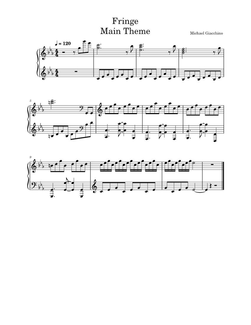 Fringe Main Theme - Michael Giacchino Sheet music for Piano (Solo) Easy ...