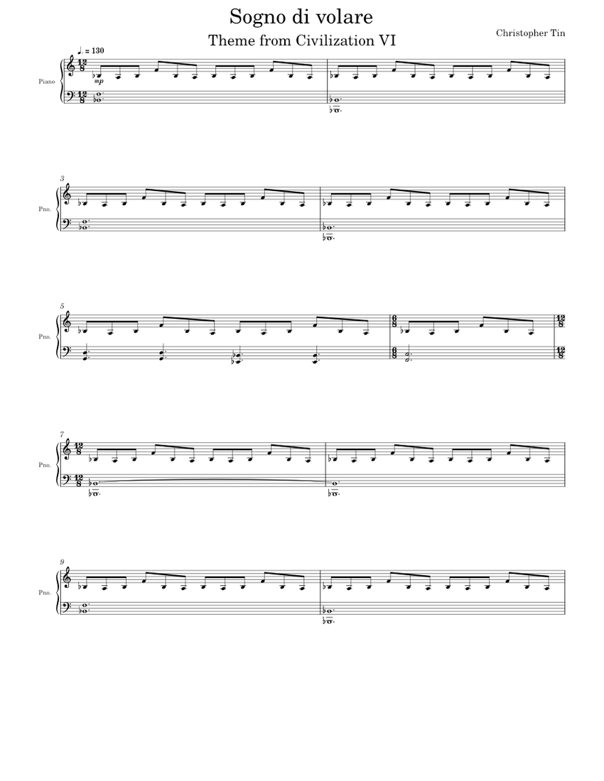 Sogno di volare – Christopher Tin Sogno di volare2 1 Sheet music for ...