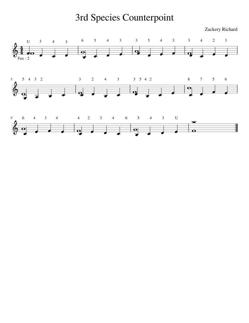 3rd Species Counterpoint Sheet music for Piano (Solo) Easy | Musescore.com