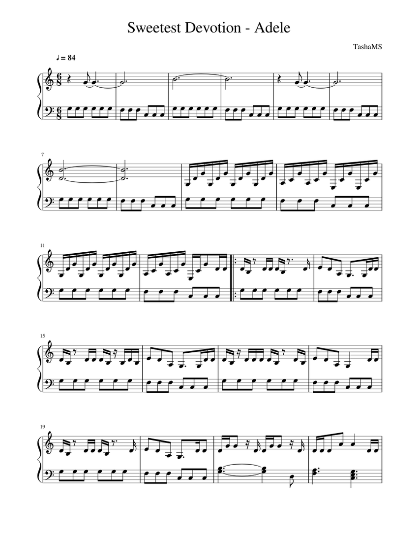 Sweetest Devotion - Adele Sheet Music for Piano (Solo) | MuseScore.com
