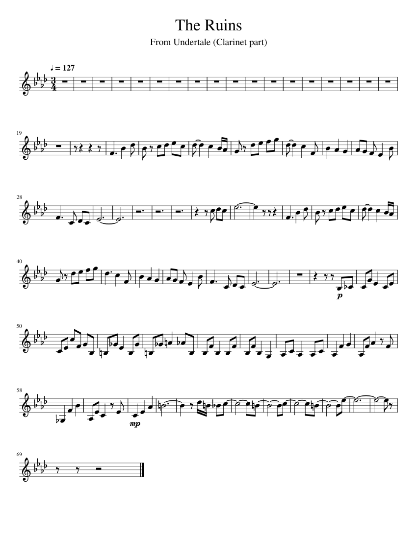 The Ruins(Clarinet Sheet Music) Sheet Music for Clarinet in b-flat ...