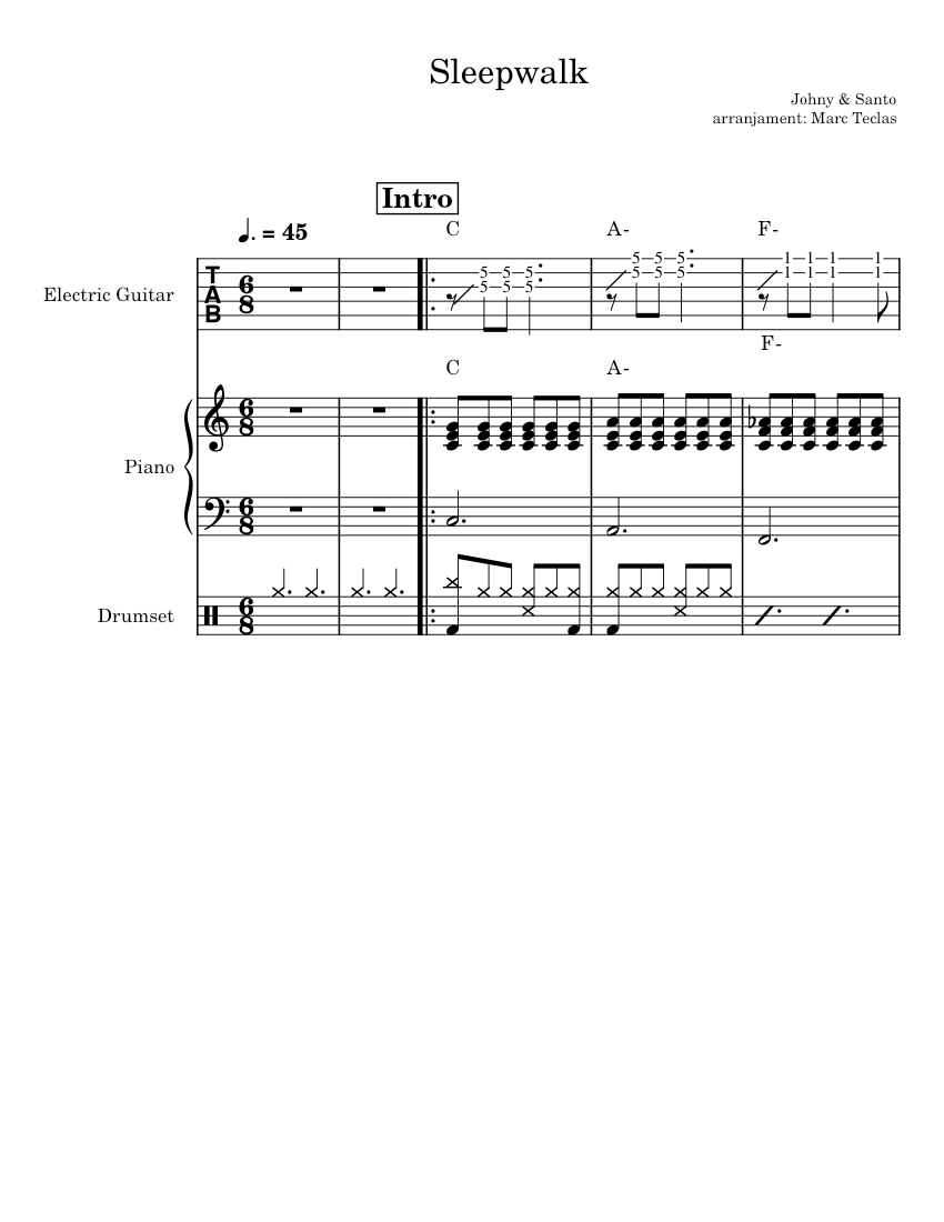 Sleepwalk – Santo & Johnny - Avenç - piano tutorial