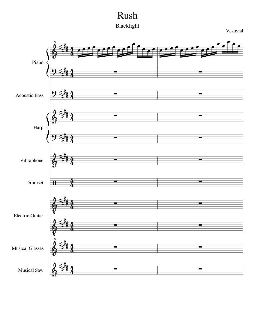 Rush Sheet music for Piano, Vibraphone, Guitar, Bass guitar & more ...