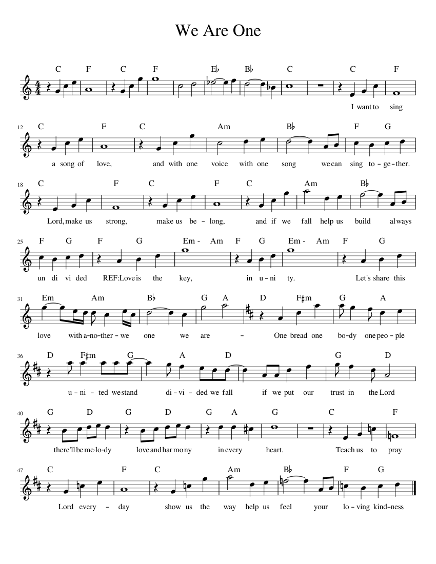 We Are One Sheet music for Piano (Solo) | Musescore.com