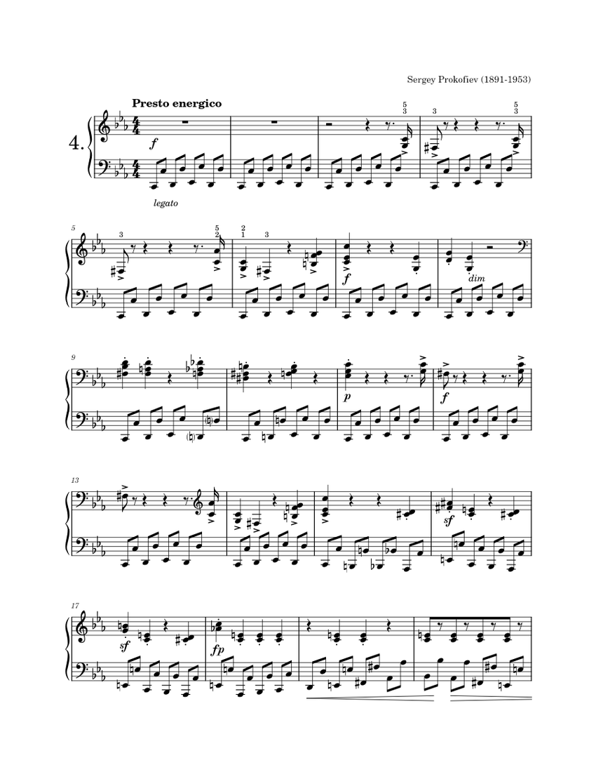 Etude Op.2 Nº.4 – Sergei Prokofiev Sheet Music for Piano (Solo ...