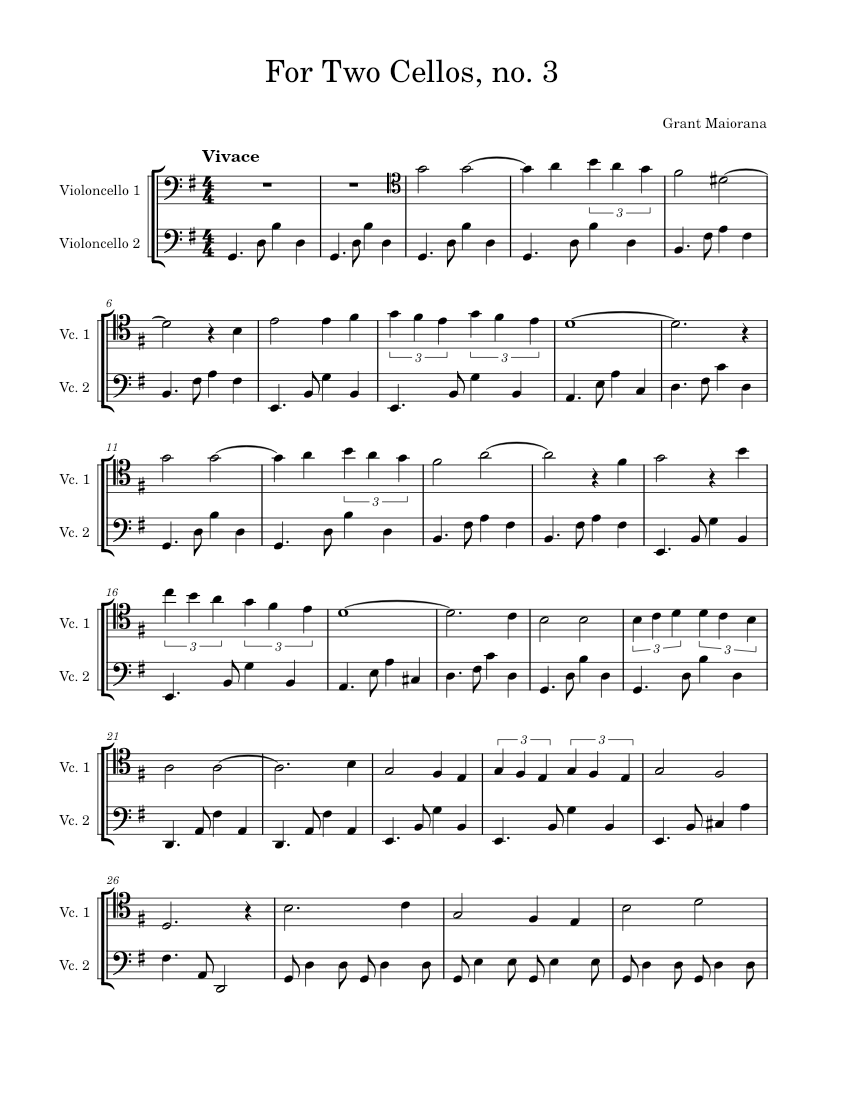 For Two Cellos, no. 3 Sheet music for Cello (String Duet) | Musescore.com