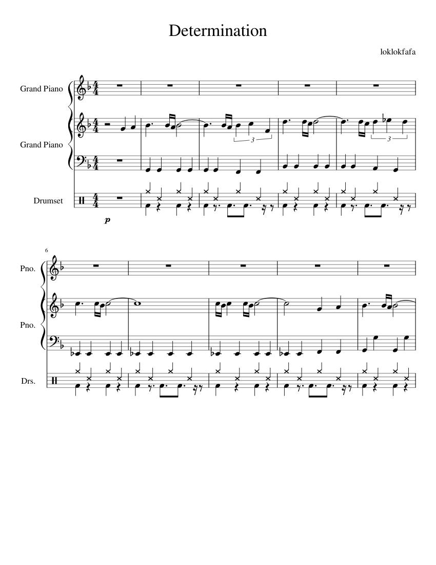 Determination Sheet music for Piano, Drum group (Percussion Trio ...
