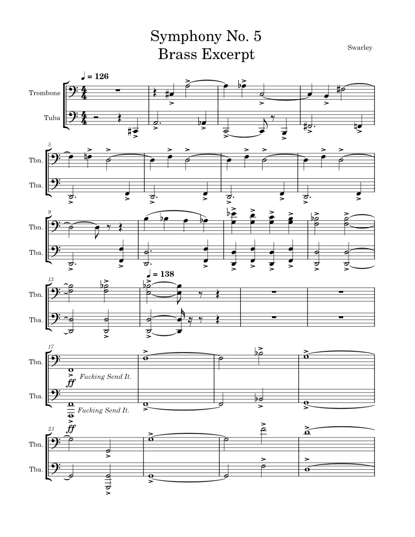 Shostakovich: Symphony No. 5 Sheet Music for Trombone, Tuba (Symphony ...