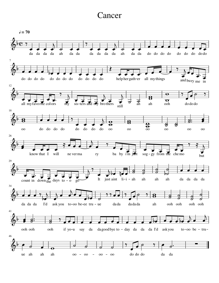Cancer MCR Sheet Music for Piano (Solo) easy | MuseScore.com