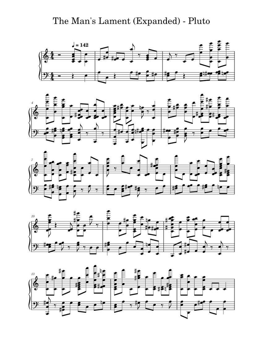 The Man's Lament (Expanded) - Pluto Sheet music for Piano (Solo) | Musescore.com
