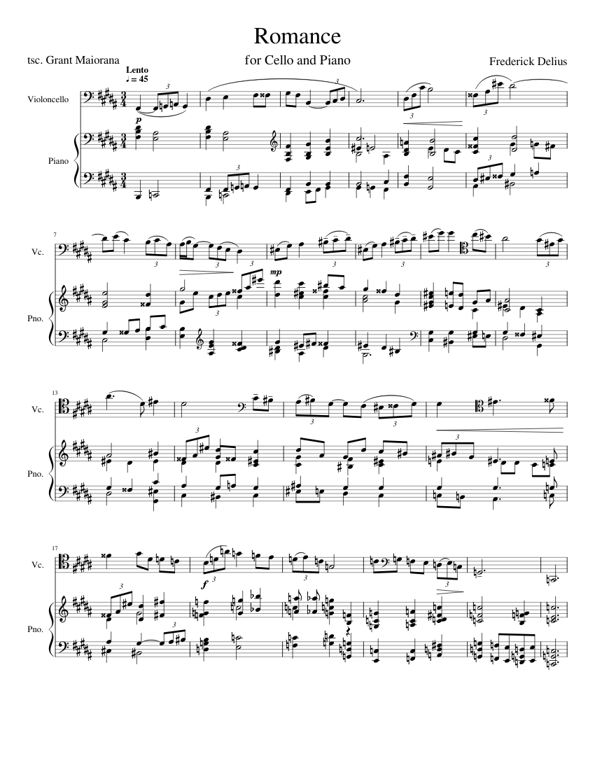 Romance for Cello and Piano Sheet music for Piano, Cello (Solo ...