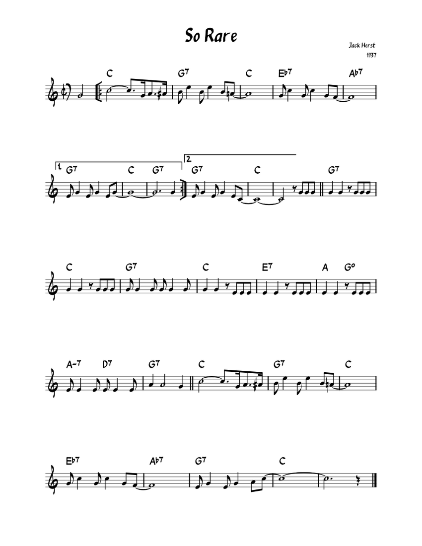 So Rare – Jack Herst Sheet Music with Chords for Piano (Solo) easy ...