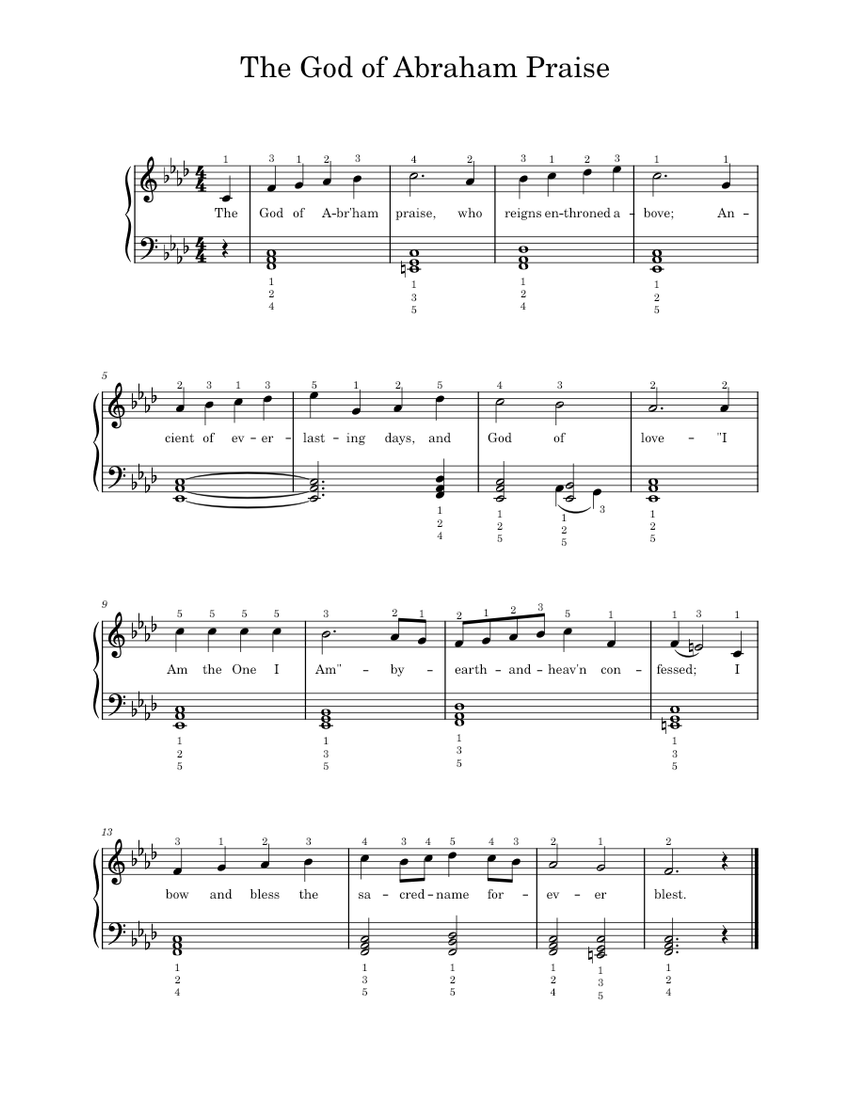 The God of Abraham Praise Sheet Music for Piano (Solo) Easy | MuseScore.com