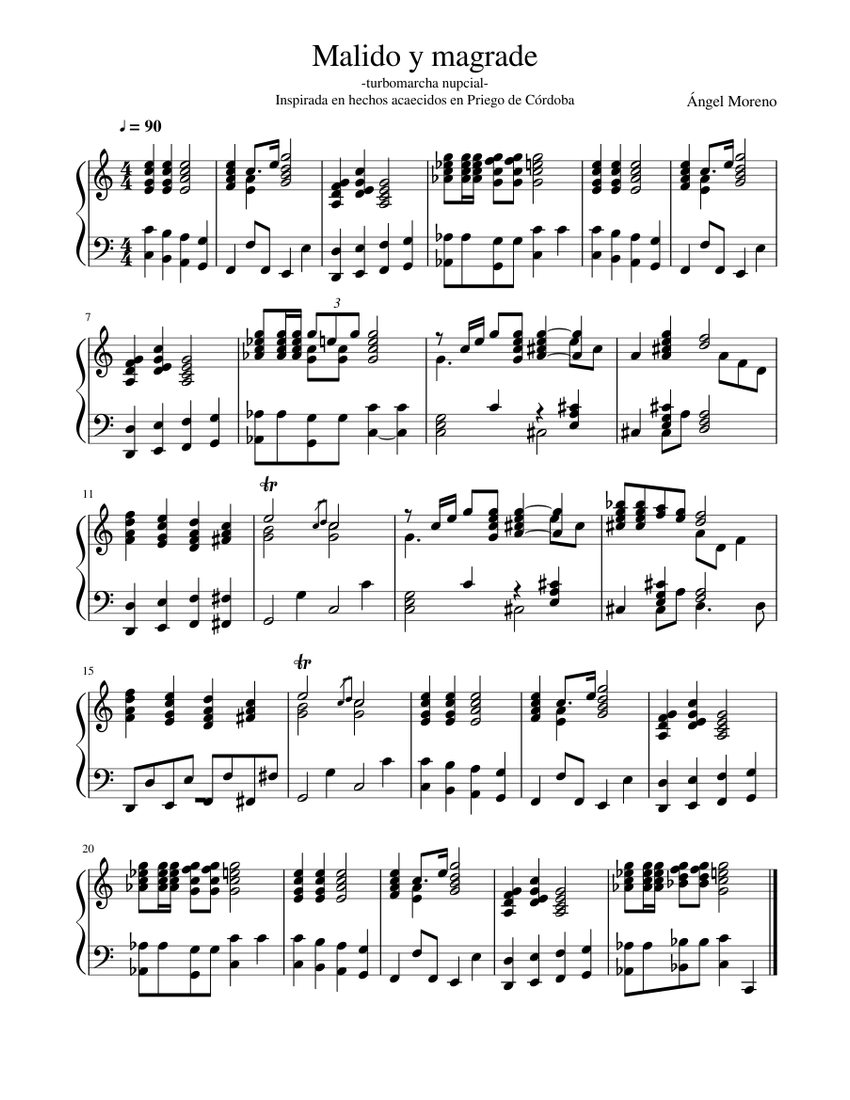 Malido y magrade Sheet Music for Piano (Solo) | MuseScore.com