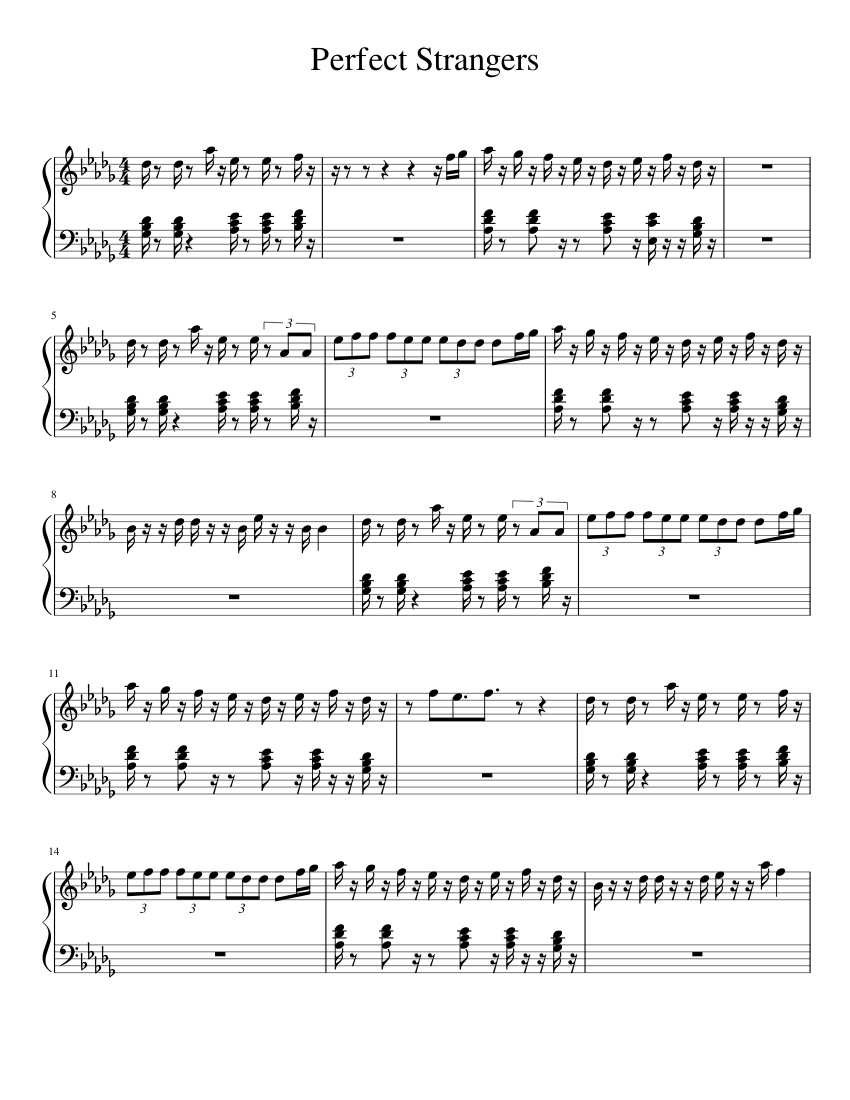 Perfect Strangers Sheet Music for Piano (Solo) | MuseScore.com