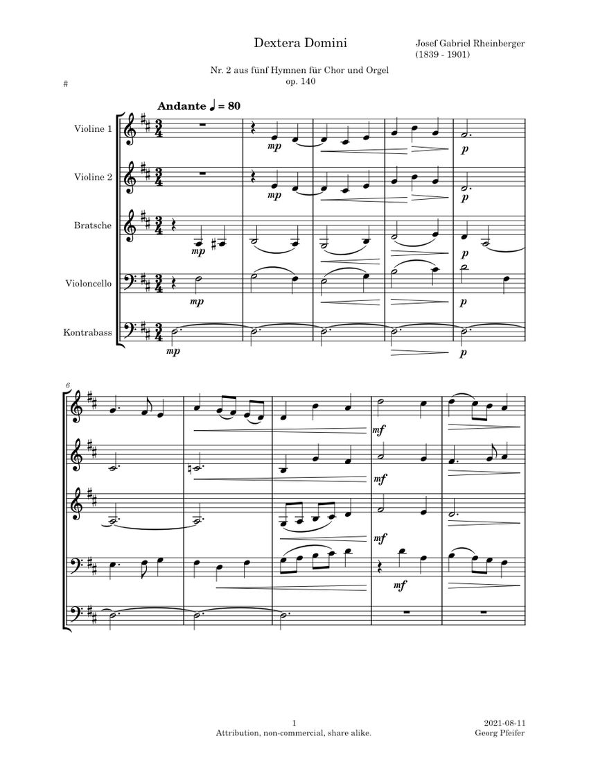 Dextera Domini - Josef Gabriel Rheinberger - op. 140.2 - Stringensemble ...