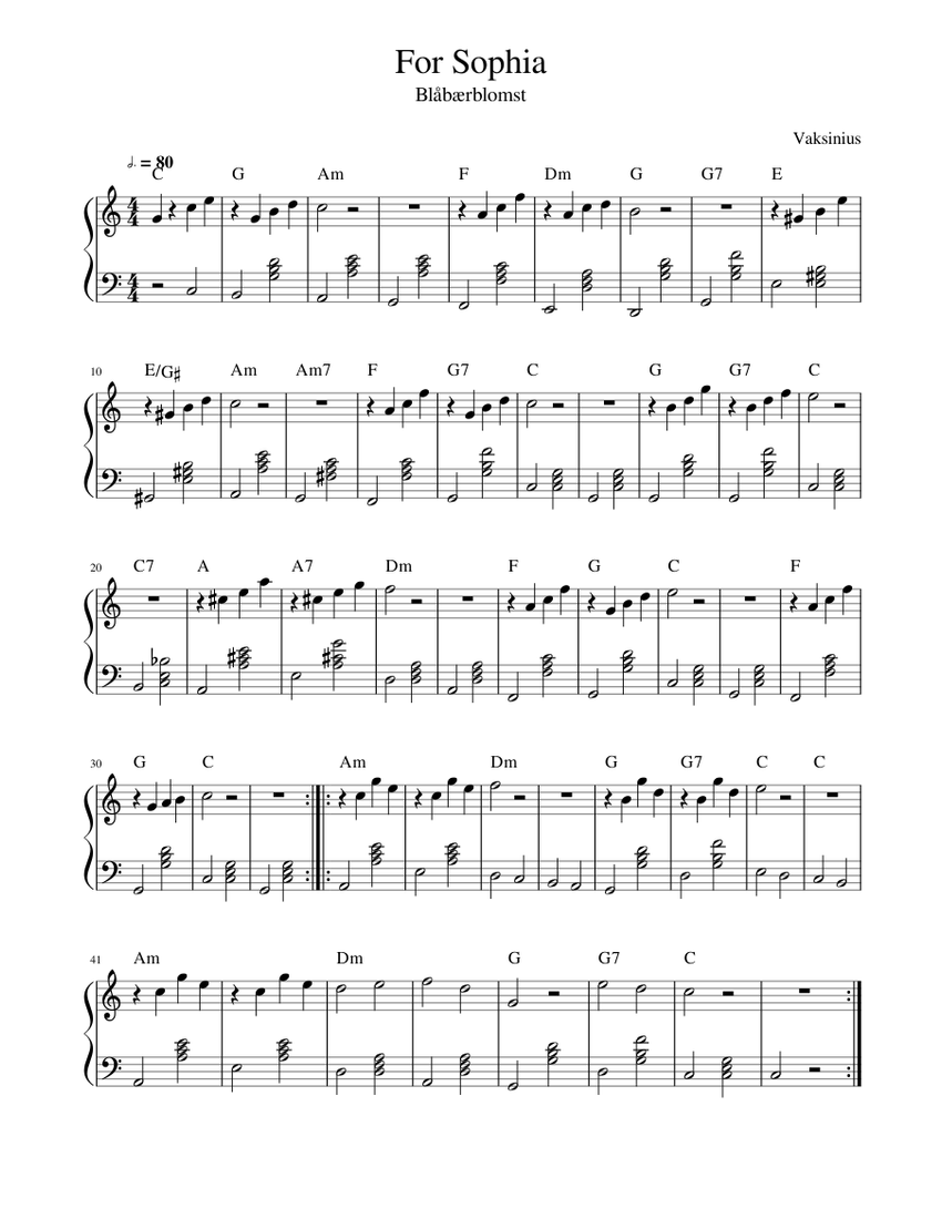 For Sophia Sheet music for Accordion (Solo) | Musescore.com