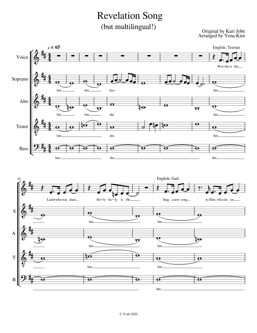 Revelation Song Sheet Music for Soprano, Alto, Tenor, Bass voice & more ...