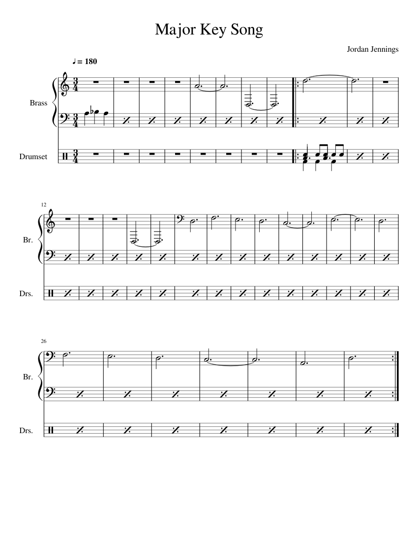 Major Key Song Sheet music for Drum group, Brass group (Mixed Duet ...