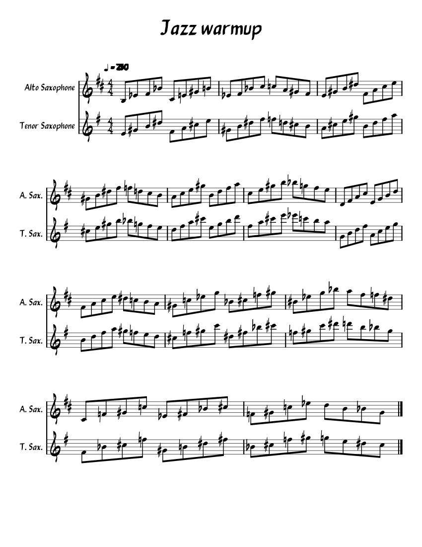 Jazz warmup Sheet Music for Saxophone alto, Saxophone tenor (Woodwind ...