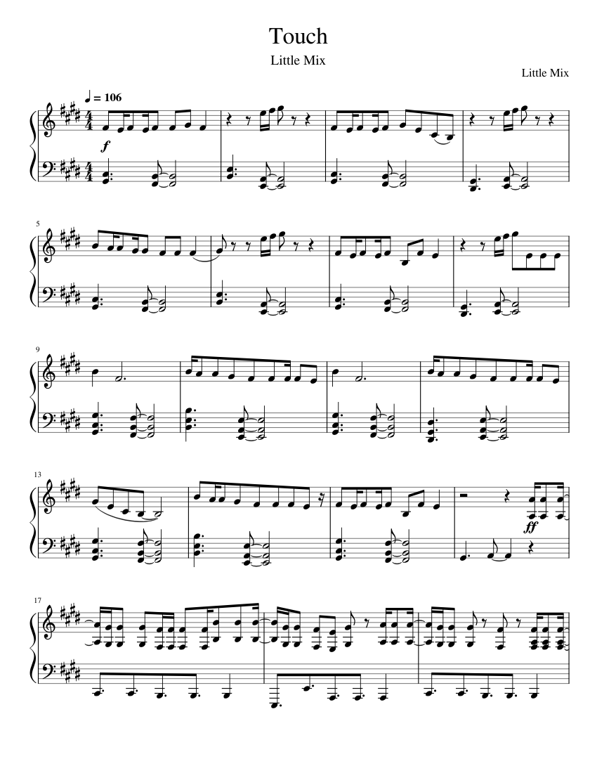 Touch – Little Mix Sheet Music for Piano (Solo) | MuseScore.com