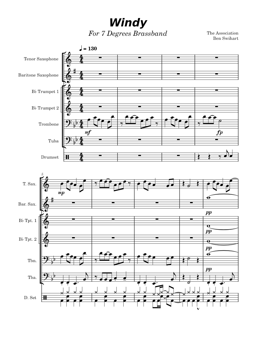 Windy – The Association Sheet Music with Chords for Trombone, Tuba ...