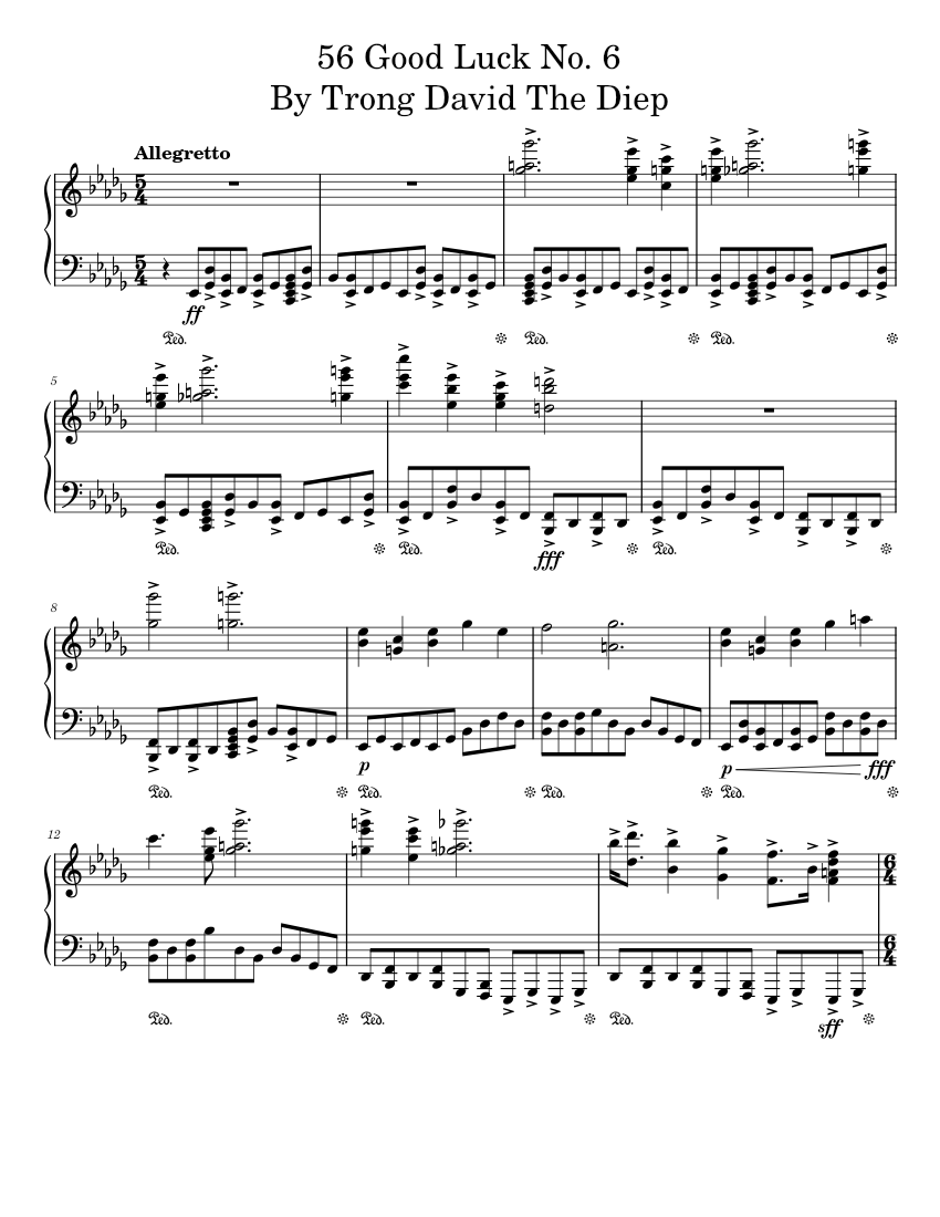 ( 56 ) Good Luck! No. 6 by Trong David The Diep Sheet music for Piano ...