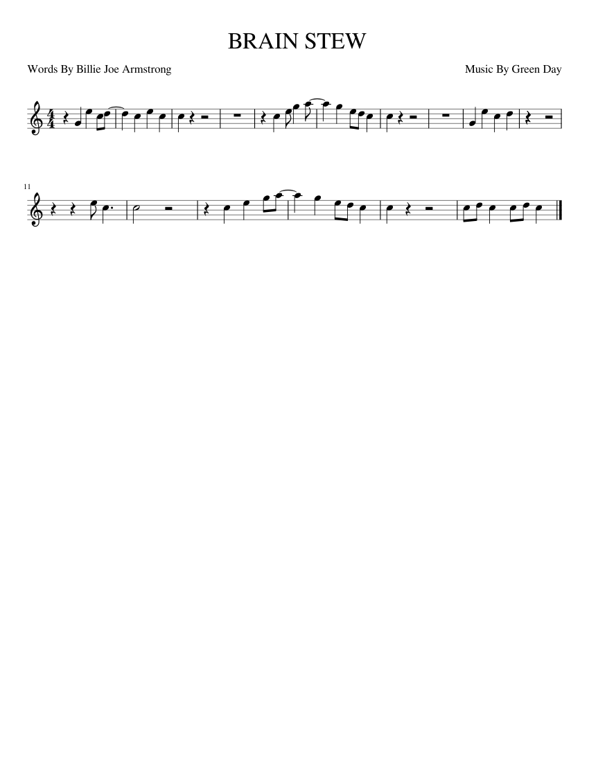 BRAIN STEW Sheet Music for Piano (Solo) easy | MuseScore.com