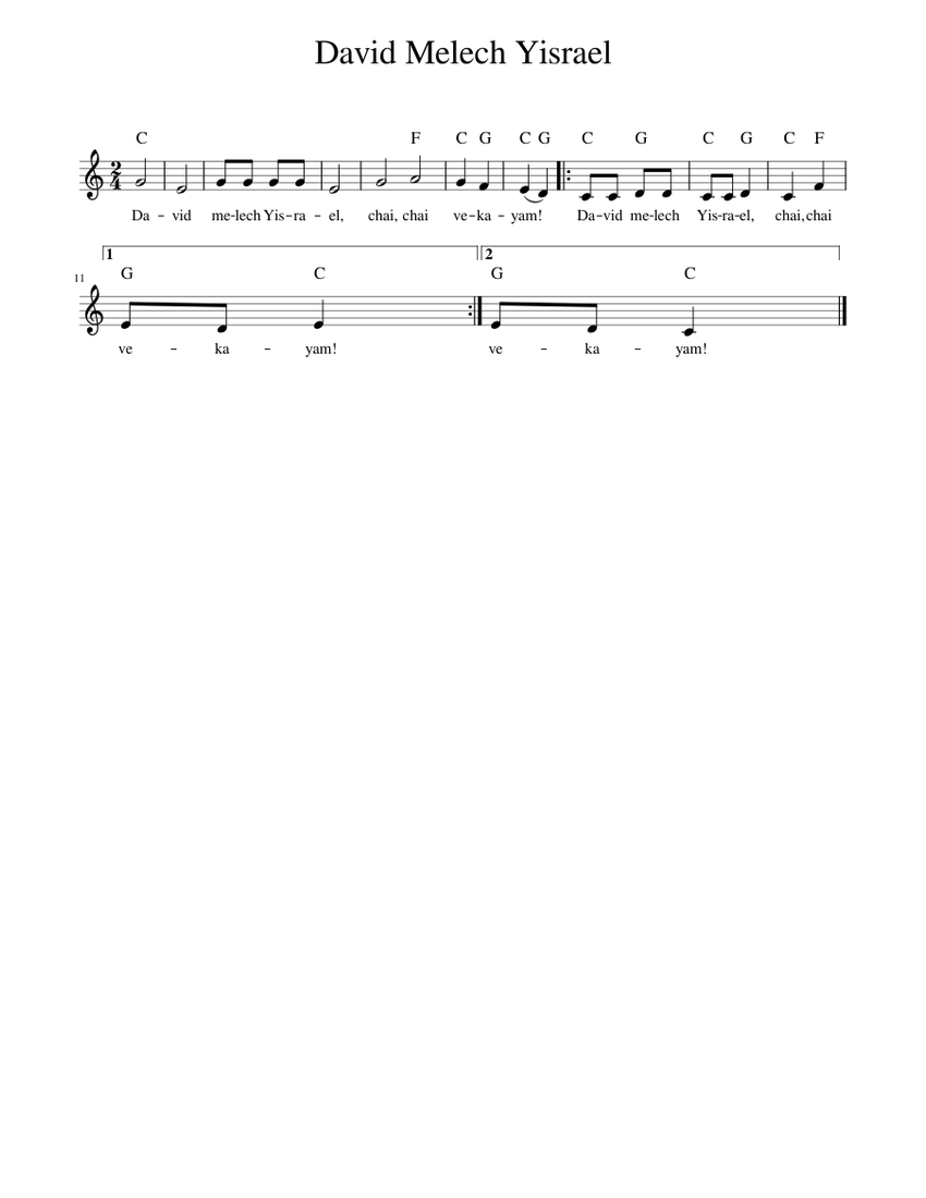 David Melech Yisrael Sheet music for Piano (Solo) | Musescore.com