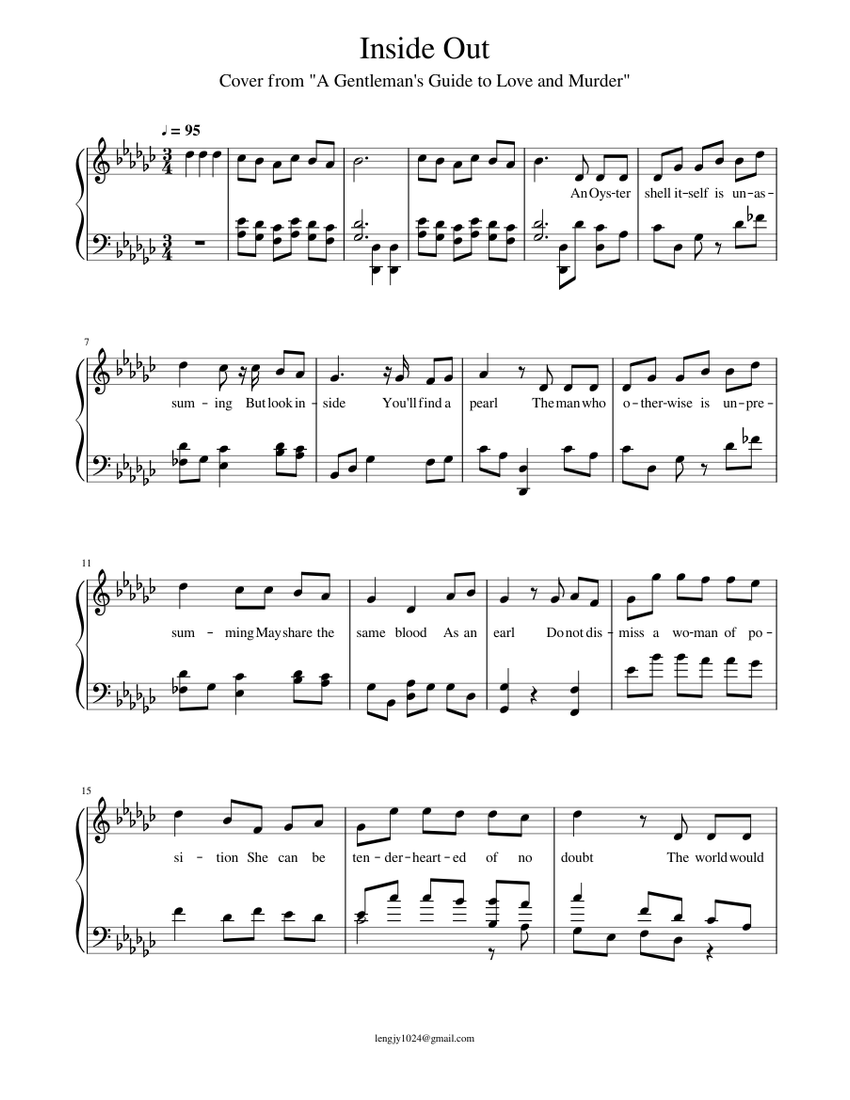 Inside Out Sheet Music for Piano (Solo) | MuseScore.com