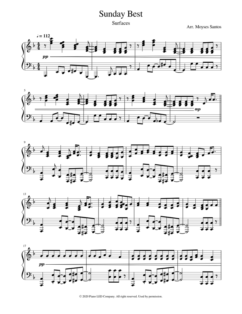 Surfaces - Sunday Best (Piano Cover) Sheet Music for Piano (Solo ...