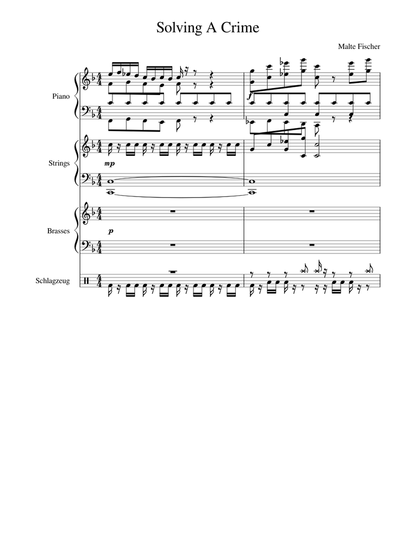 Solving A Crime Sheet music for Piano, Strings - bowed (other) (Solo ...