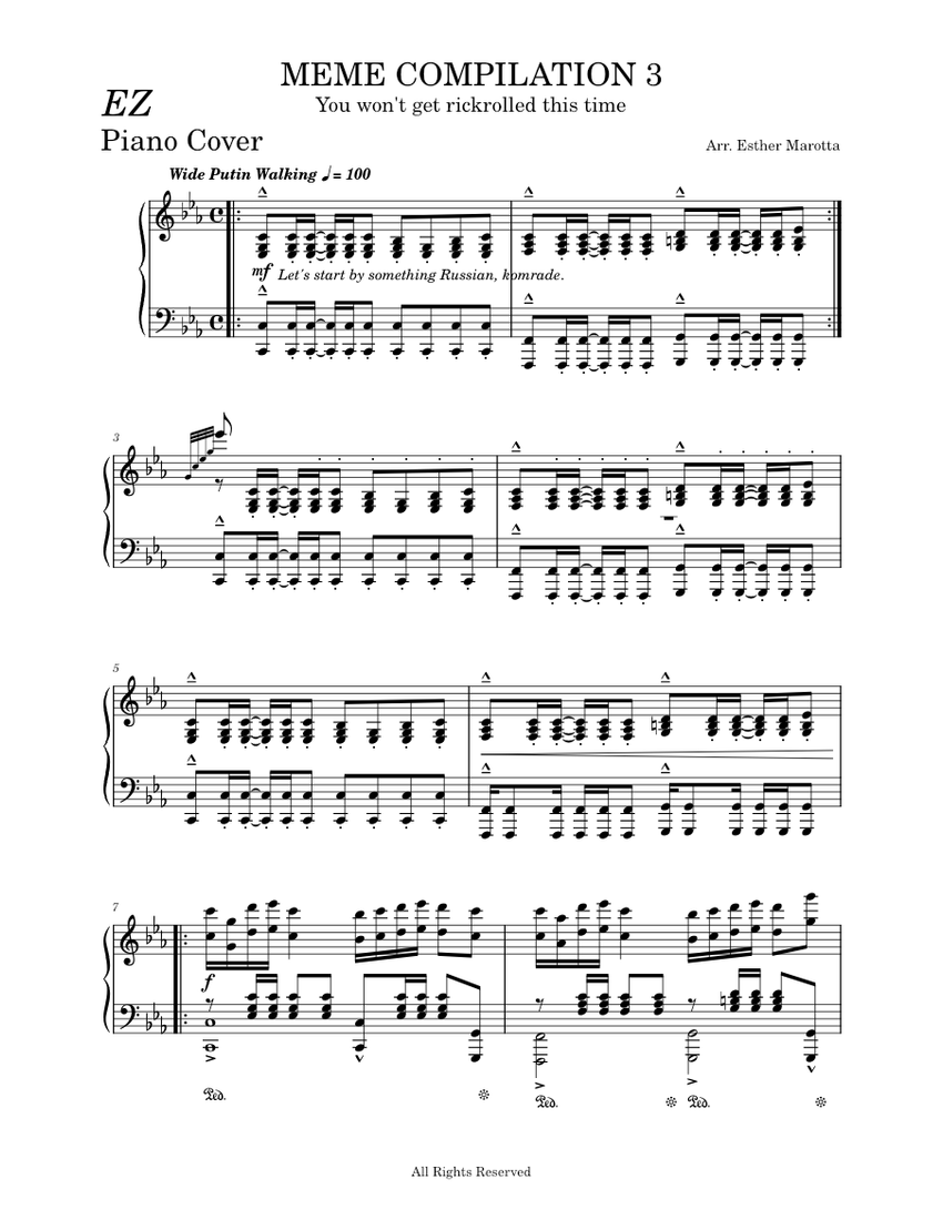 MEME COMPILATION 3 Sheet Music for Piano (Solo) | MuseScore.com