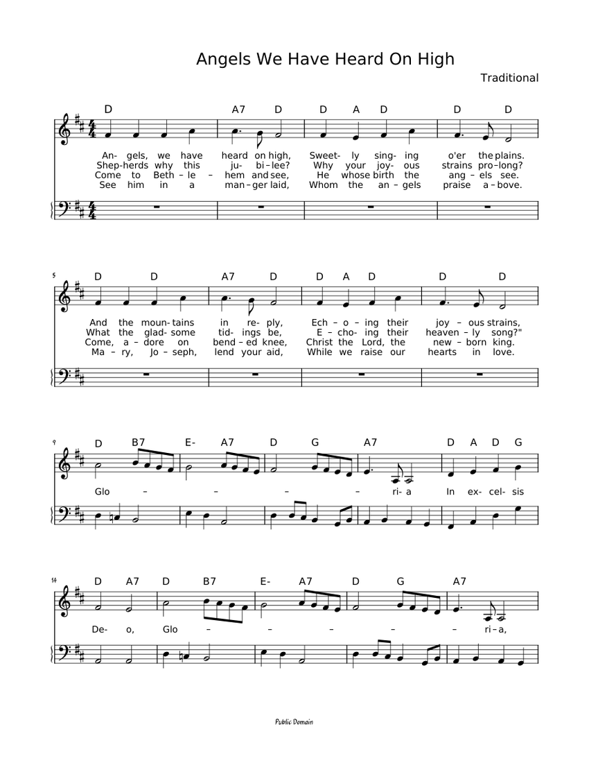 Angels we have heard on high – Misc Christmas (Lead Sheet - Melody ...