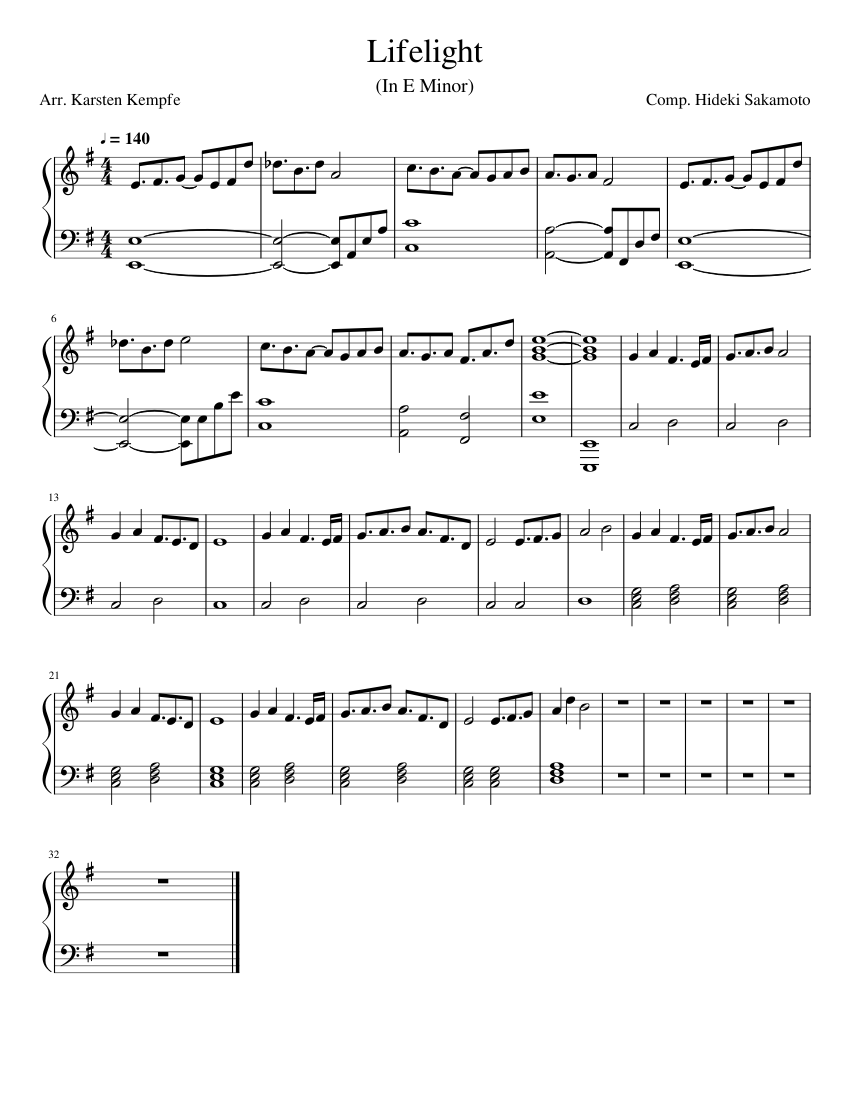 Lifelight_In_E_Minor (Unfinished) Sheet music for Piano (Solo ...